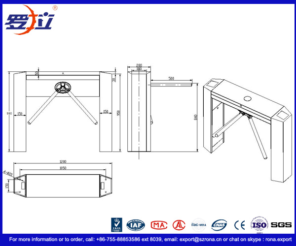 Ворота турникета треноги решения управления доступом с нержавеющей сталью 304 рангов