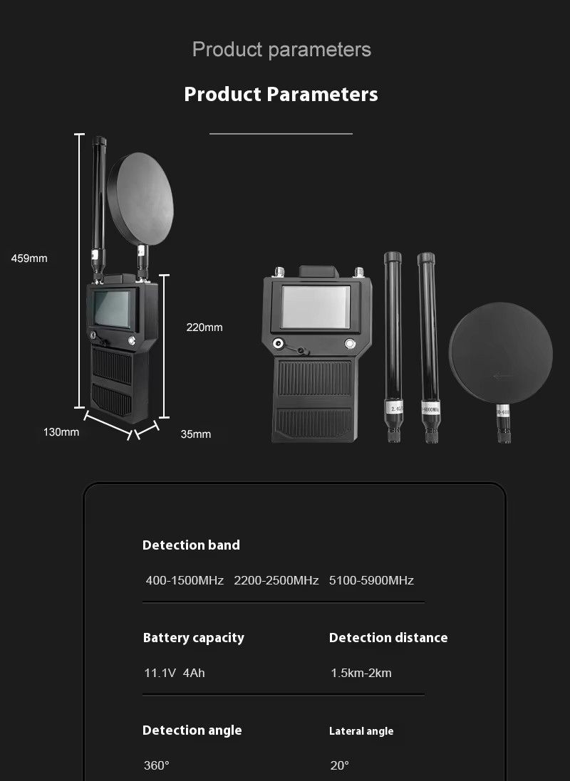 1-2km Precision Warning Handheld Drone Detector with Touch Screen