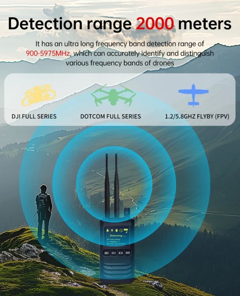 Professional Drone Jamming Uav Signal Precise Positioning Radar Detector with Display Screen