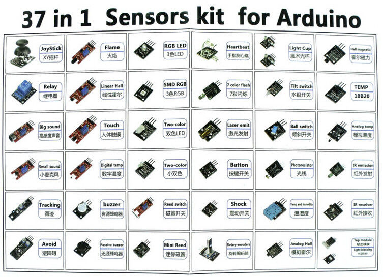 1개의 상자 5V 릴레이 수동태 초인종에 있는 37의 감지기 단위를 배우는 Arduino DIY를 위한 시동기 장비