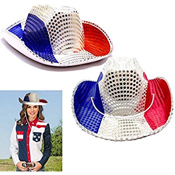 il cappello principale, cappello da cowboy principale, accende il cappello da cowboy, cappello principale la prestazione, il cappello della bandiera di U.S.A., il cappello appariscente, il cappuccio appariscente principale, il cappello al neon di incandescenza, cappuccio al neon di incandescenza