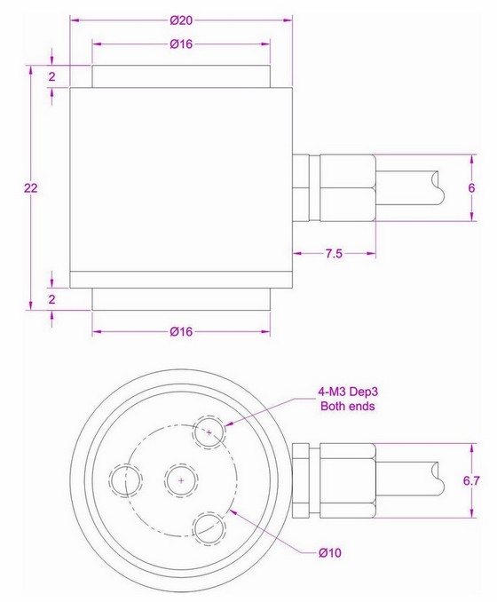 small_flange_mounted_load_cell_5kg_10kg_20kg_50kg