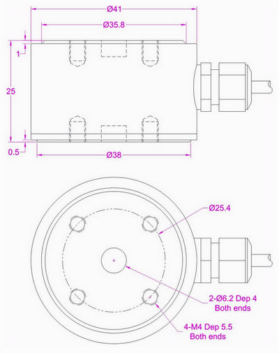 tipo transductor 2klb del reborde 1klb de la fuerza
