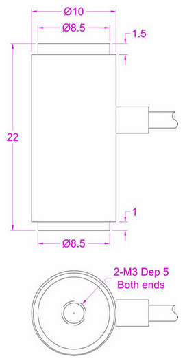 20N Miniature cylindrical force sensor 10N