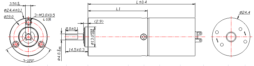 pequeño motor de la C.C. de 24m m
