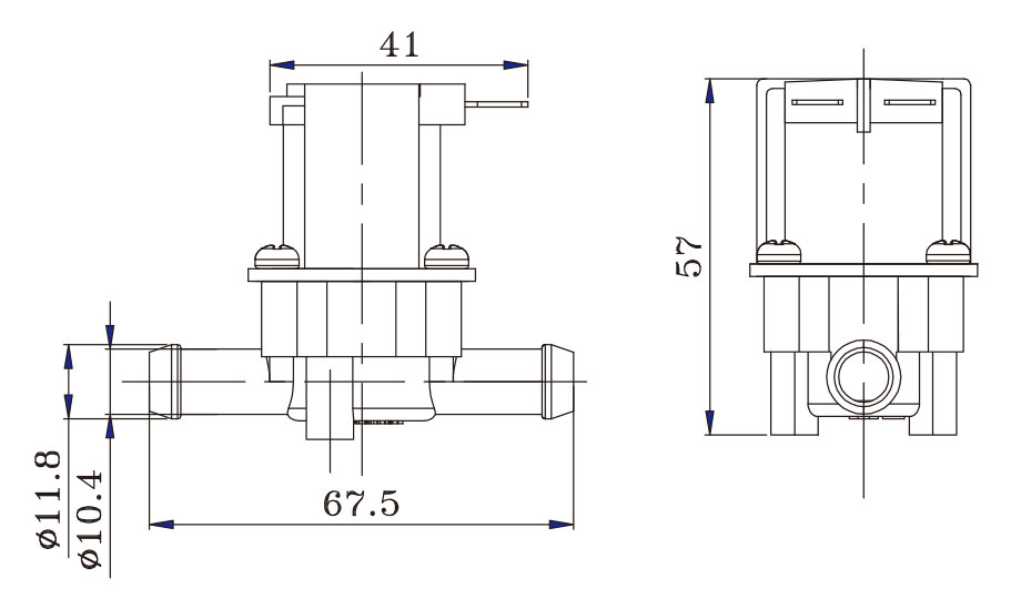 Main Dimension of RO Solenoid Water Valve: