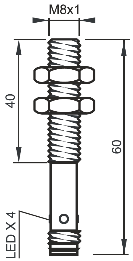 Dimension diagram of IS2-M8 Series inductive sensor