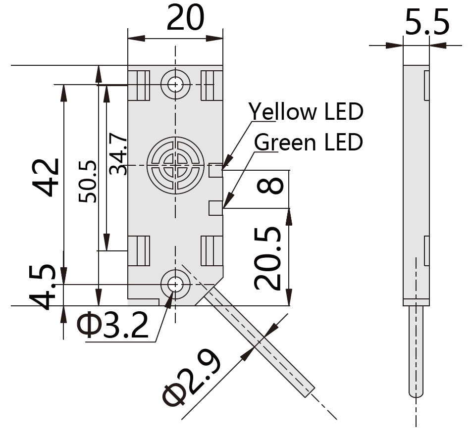 Dimensional drawing of IP65 Capacitive Sensor