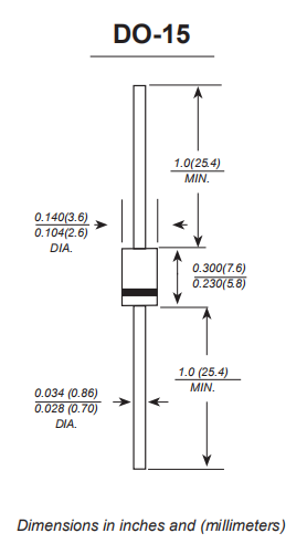 Il vetro ha passivato il contenitore unidirezionale assiale di munizioni 3KPCS del diodo SA15A 500W 15V DO-15 delle TV che imballa 0