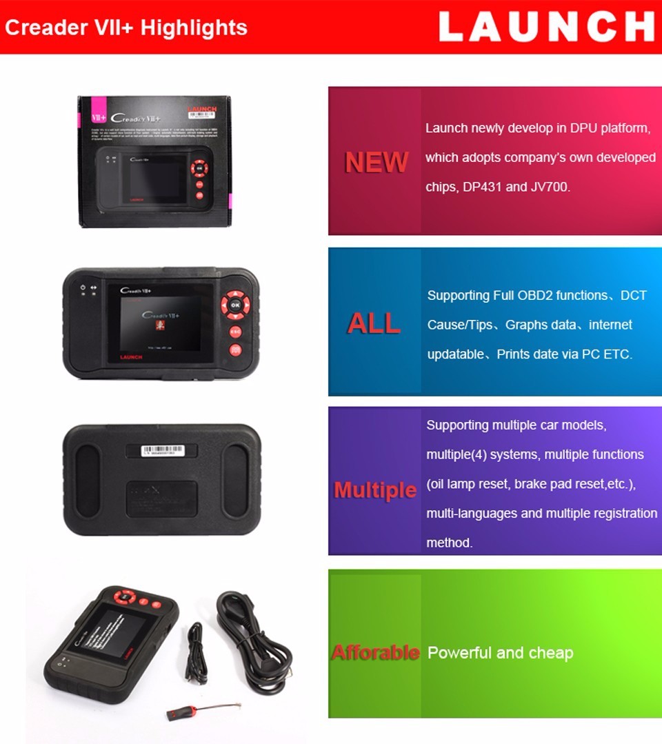 Nuevo actualización más de CReader VII auto del lanzamiento del lector de código del lanzamiento X431 CReader VII+ en línea