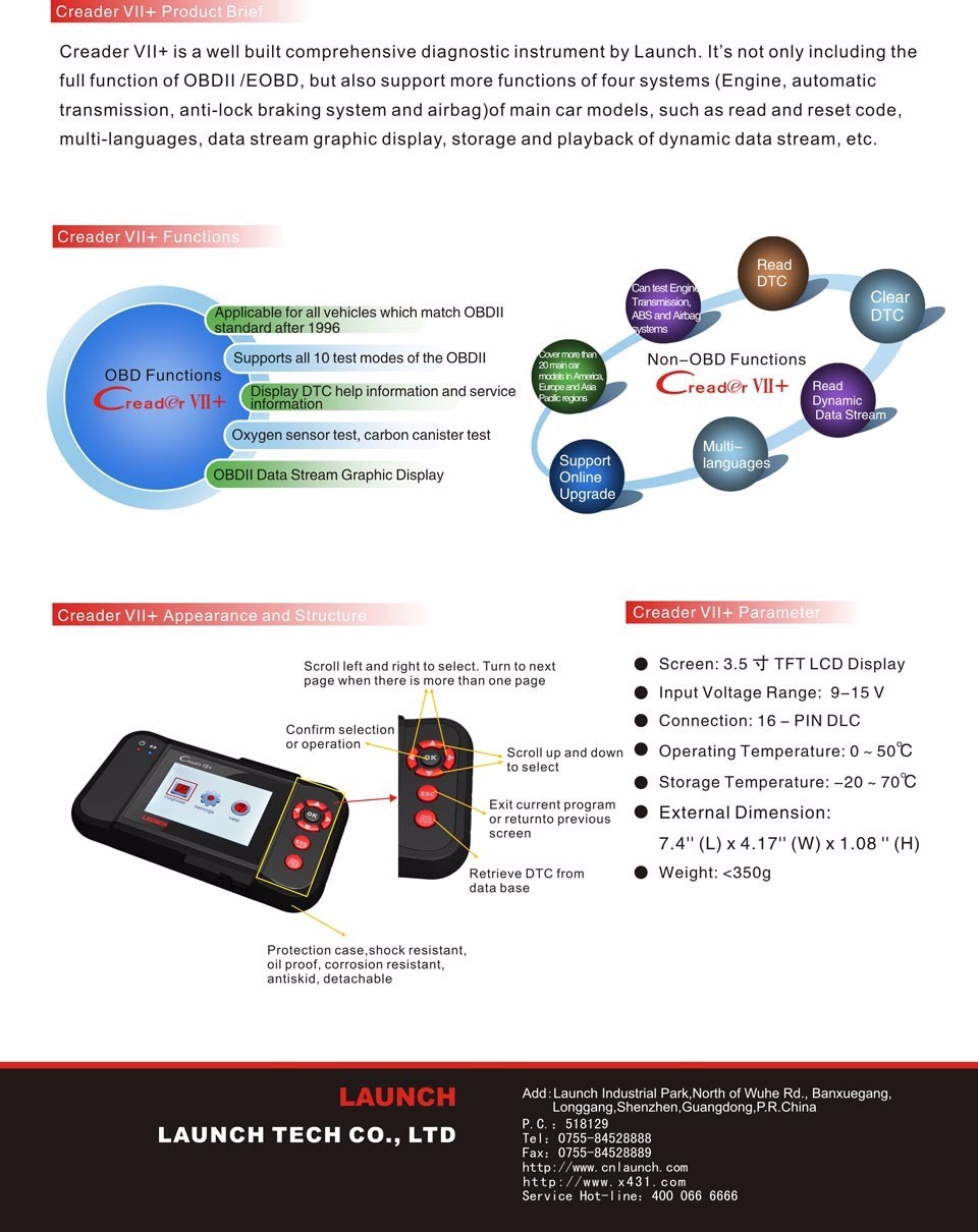 Nuevo actualización más de CReader VII auto del lanzamiento del lector de código del lanzamiento X431 CReader VII+ en línea