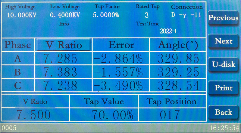 Portable Three Single Phase TTR Transformer Turn Ratio Tester