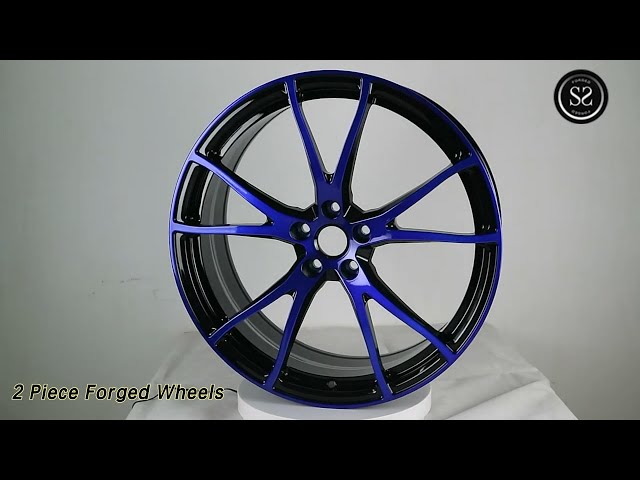 Aluminum Alloy 2 Piece Forged Wheels Staggered Polished High Performance