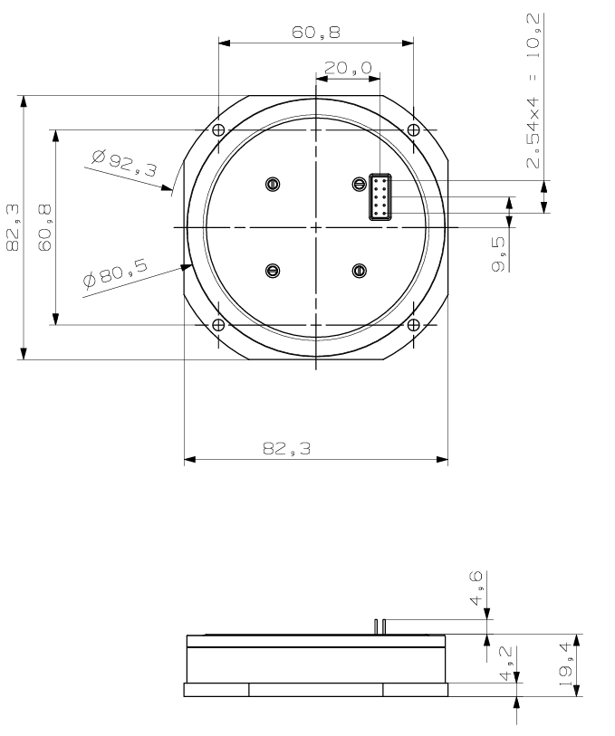 Micro-Nano FOG Fiber Optic Gyroscope VG910F dimensional diagram