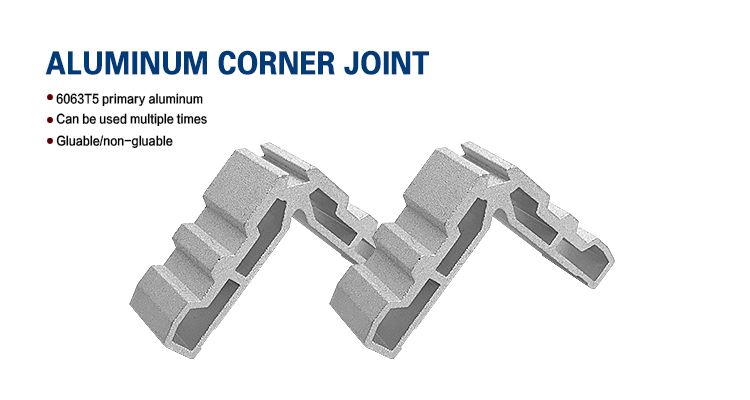 Customized aluminum corner joint for door and window connection