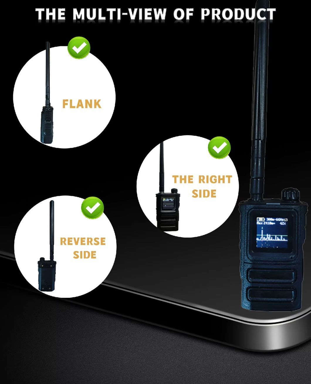 Handheld Drone Detector Vertical High 1km-2km Effective Detection Distance Anti Drone System Alarmer