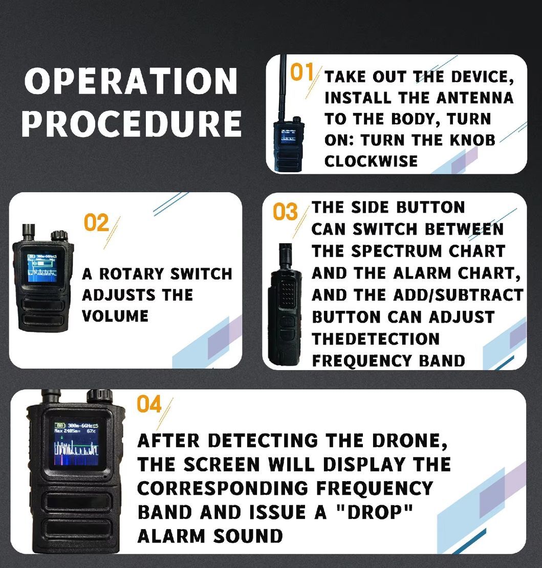 1-2km Portable Discovery and Recognition Anti Drone Uav Signal Detection System Drone Detector