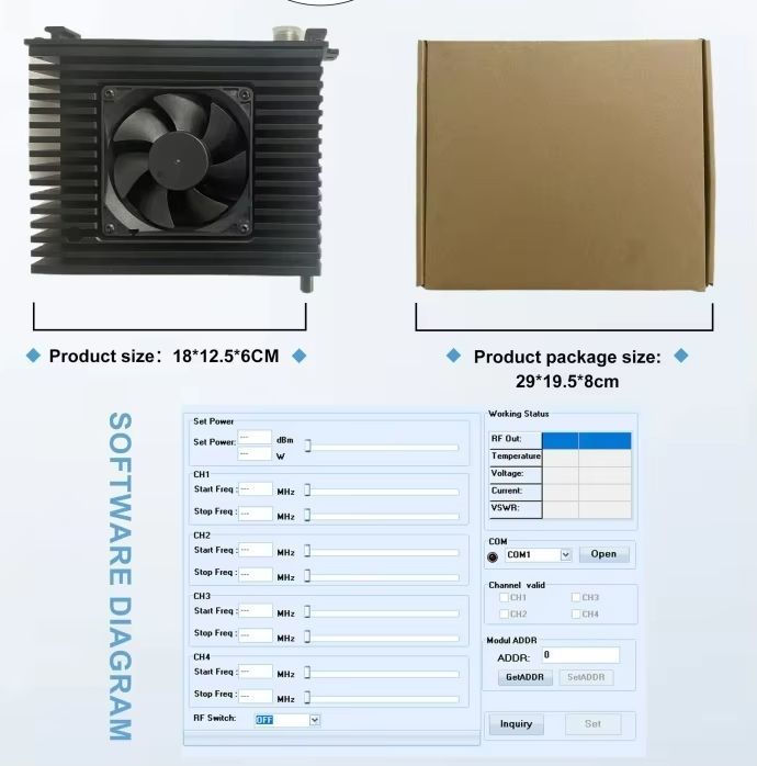 High Power Integrated Module 200-6GHz Customizable Broadband Amplifier Alarm Switch Over-Temperature Anti Fpv Drone