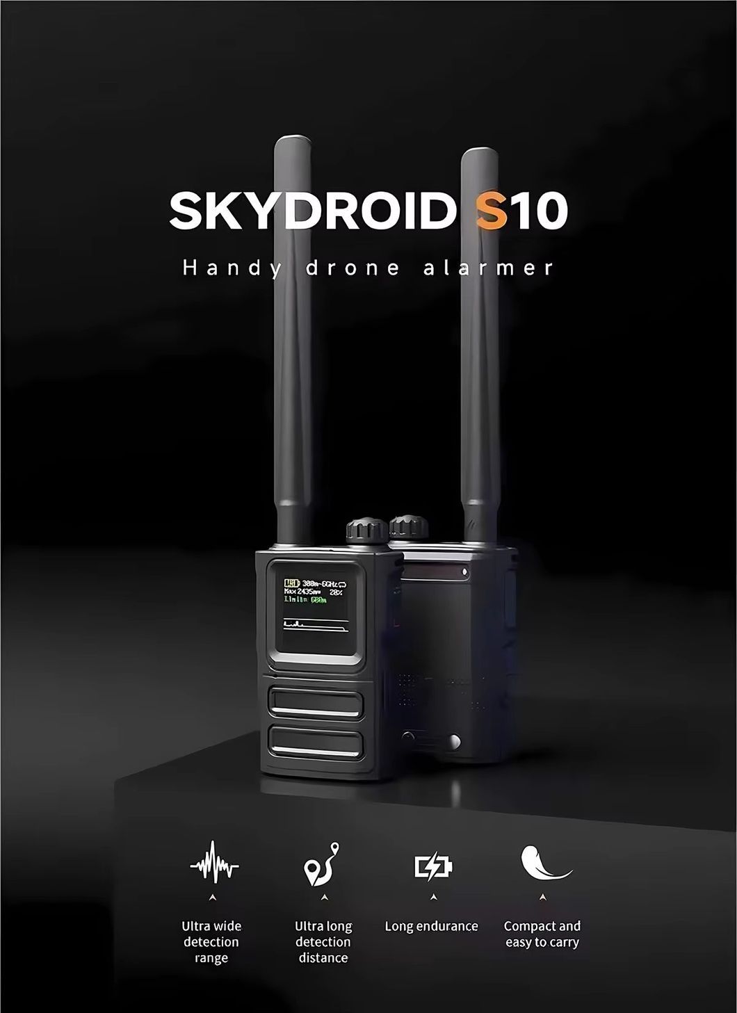 30om-6GHz Ultra-Wide Detection Range Anti for Threats Handheld Drone Detector