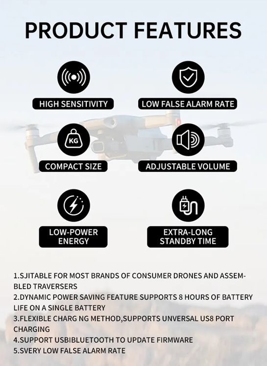 Professional Drone Jamming Uav Signal Precise Positioning Radar Detector with Display Screen