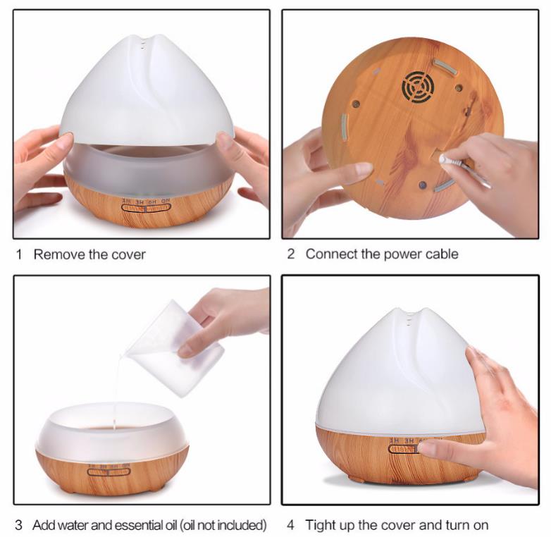 macchina di aromaterapia di 0.3L 620g, diffusore 1 dell'olio del grano di legno del temporizzatore 6H