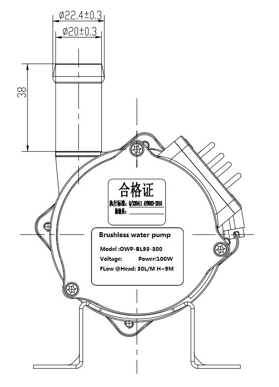 Wasser-Pumpe 12V/24V OWP-BL93-300 100W BLDC mit PWM-Steuer- und -Fehlerdiagnosecolant Pumpe, Glykolpumpe, bldc Wasserpumpe 6