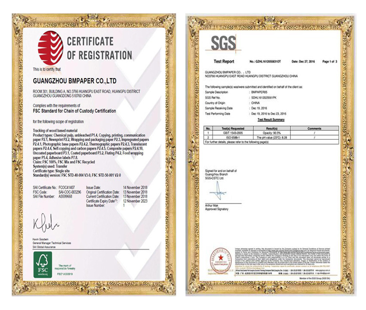 225gsm 250gsm Good printing performance FDA brown kraft paper for paper tray