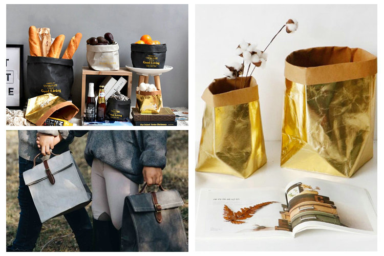 DIY Durable Washable Fiber-based Texture Kraft Paper Making Backbag Purse