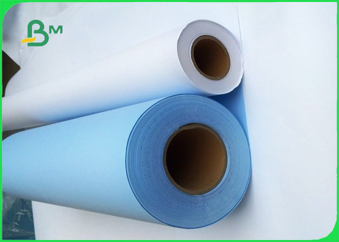 80gsm Inkjet CAD Plotter Paper Roll Double Side Blue For Clear Images