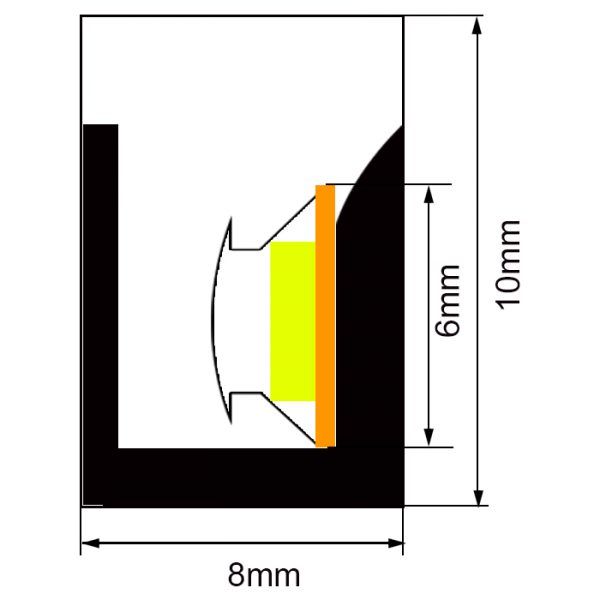 Side Bend Led Neon Flex Tube Light With 6000k 100 Lm Per Watt 12W 17