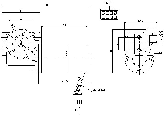 щетка 60.5mm меньше покрытия черноты мотора 24VDC раздвижной двери DC автоматического, 1:15 коэффициента шестерни