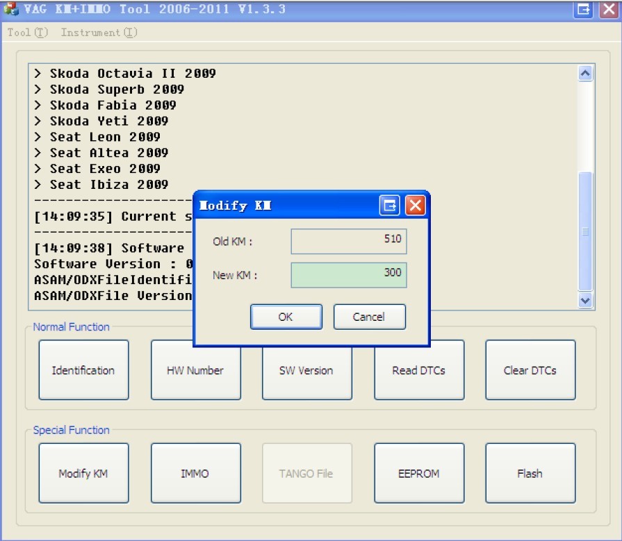 Werkzeug-Software-Anzeige 5 VAG KM+IMMO