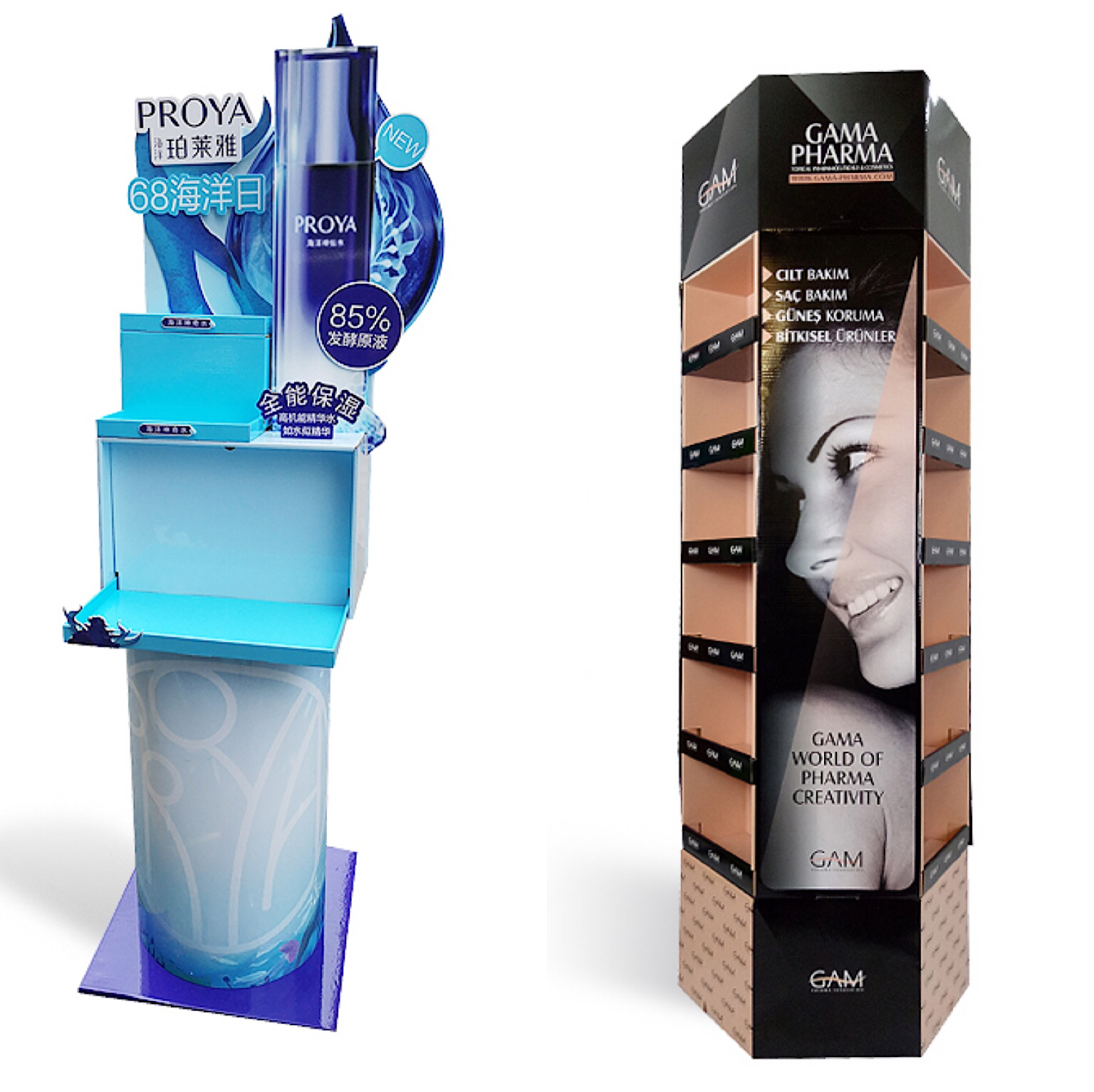 cosmetic cardboard floor display stand