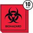 Muestras de las etiquetas engomadas del Biohazard (paquete de 10) | Etiquetas para los laboratorios, los hospitales, y el uso industrial