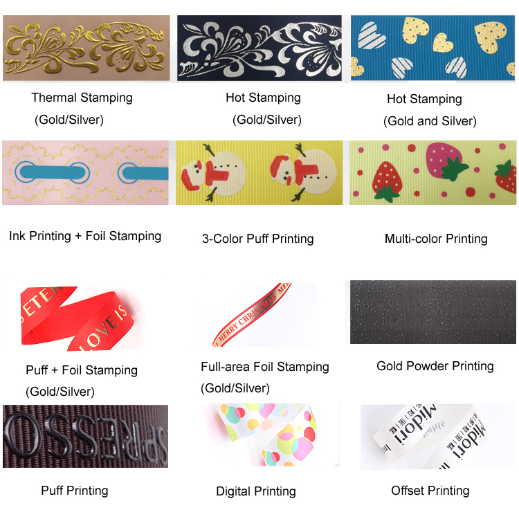 Custom Cheap Logo Foil Stamped Grosgrain Ribbon For Gift Boxes, Garments & Branding 11