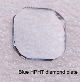 Boron doped diamond plate showing light blue coloration