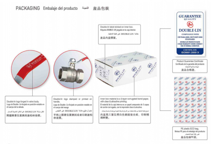 Pipe Connection T Handle PN25 Brass Ball Valves 4