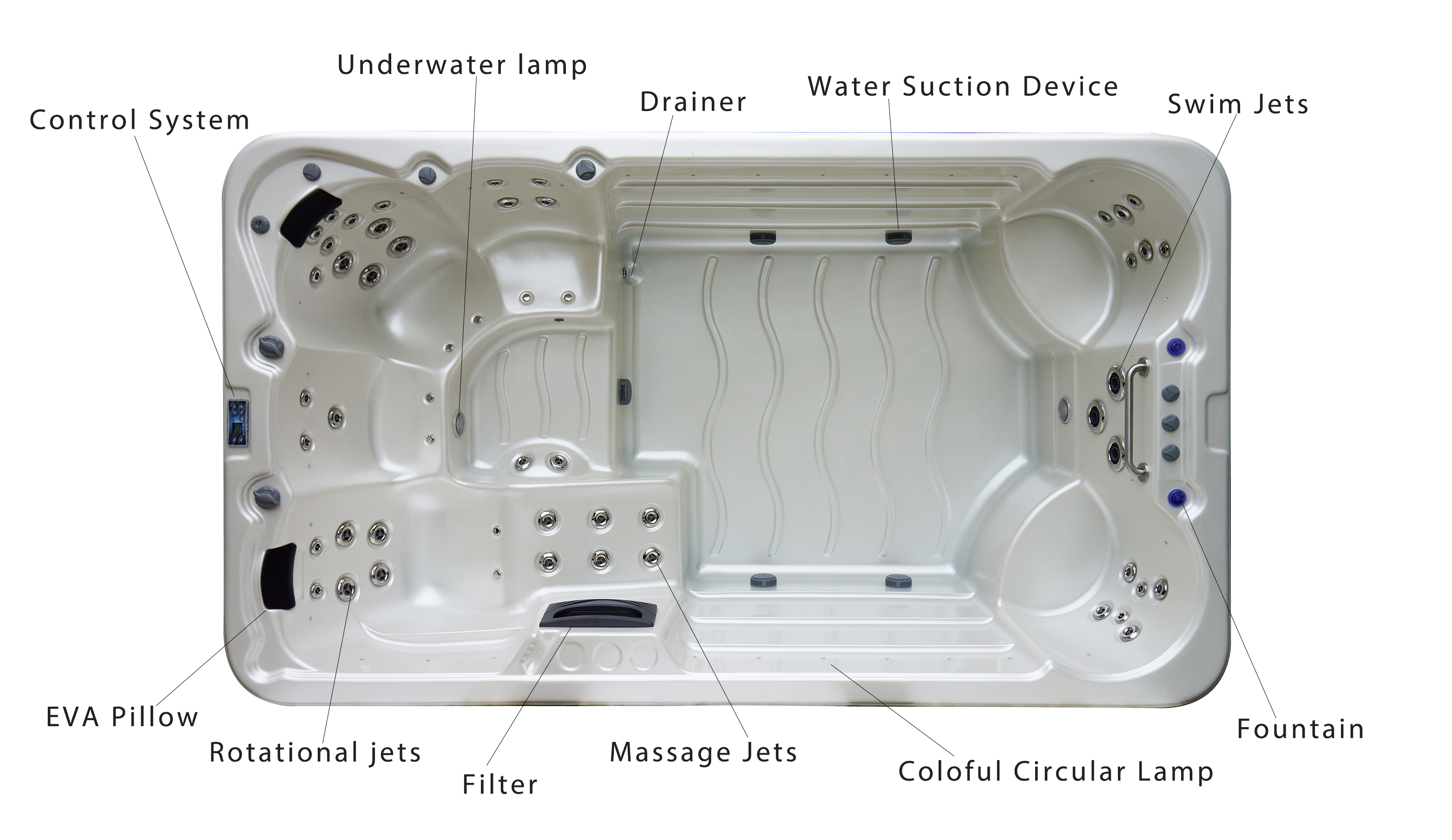 4m Outdoor Swim Spa Pool Whirlpool Massage Hot Tub With 6 Seats 0