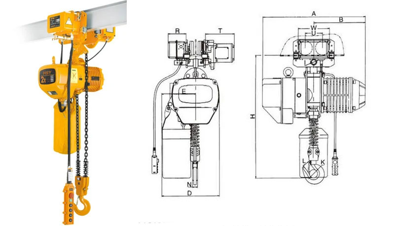 Electric chain hoist lifting heavy load
