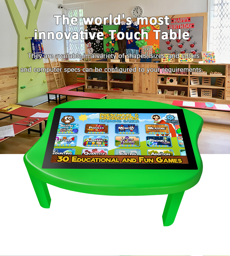 Interactive touch screen table in modern setting
