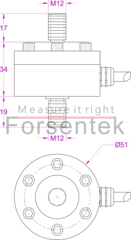 transductor 10KN de la fuerza de la tensión