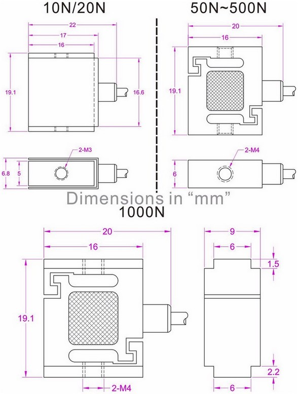 Célula de carga 1KN 200 libras