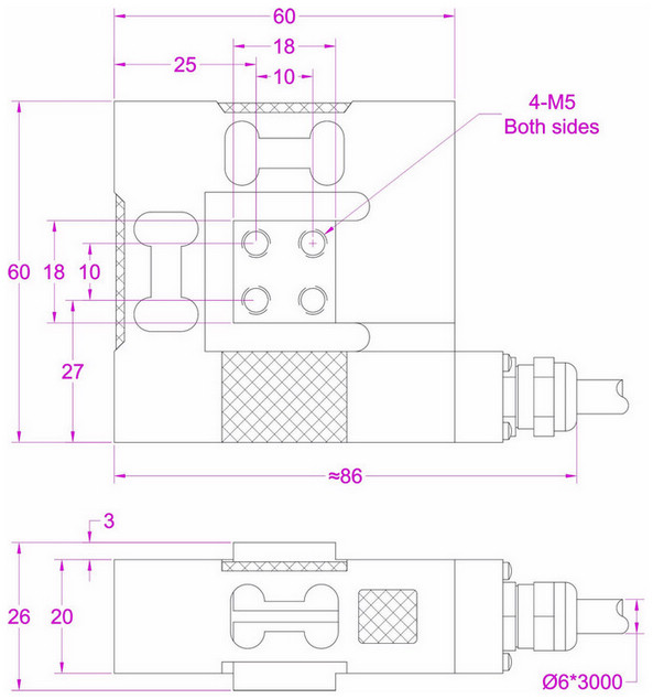 célula de carga triaxial 10kg