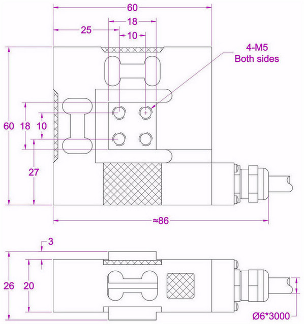 célula de carga triaxial 1000N