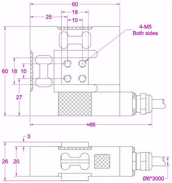 célula de carga triaxial 500N