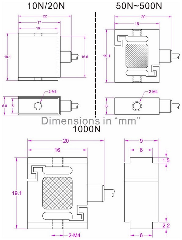 sensor 500N de la fuerza de la tensión