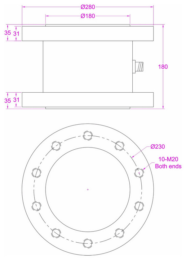 sensor 20kNm del esfuerzo de torsión del reborde
