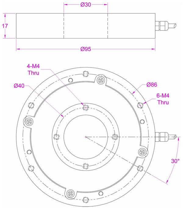 a través del sensor 5NM 10NM 20NM 30NM del esfuerzo de torsión del agujero