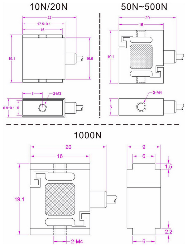 tipo miniatura transductor 10N de s de la fuerza