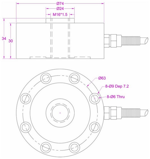 sensor 5Kn de la fuerza de compresión